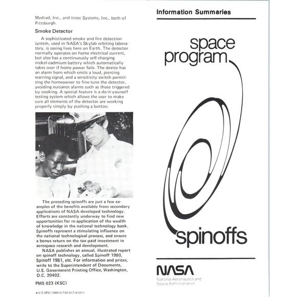 None | Accents | 986 Nasa Information Summaries Space Program Spinoffs Travel Brochure Tf4ba ...